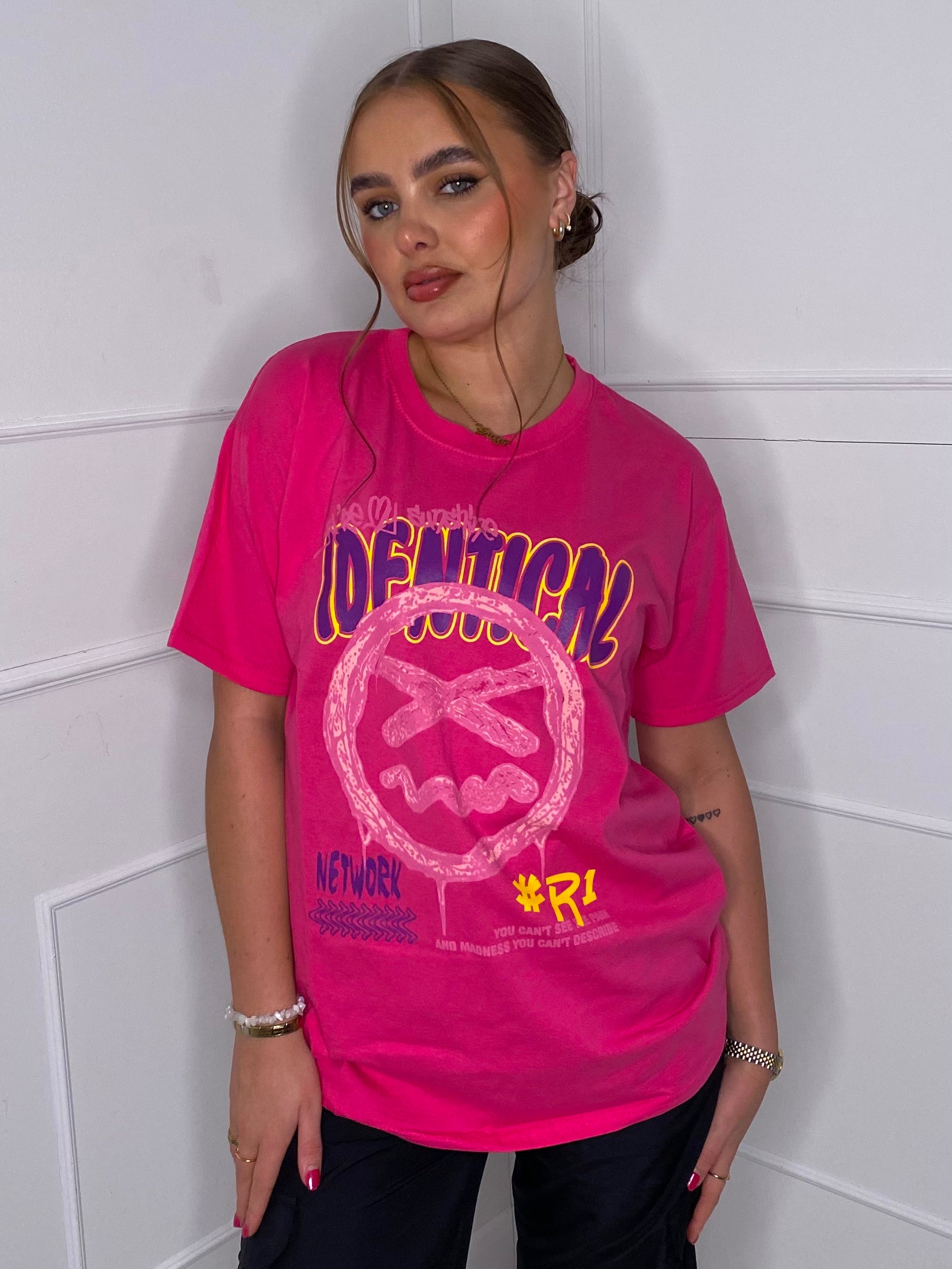 Identical Print T-shirt- Cerise Pink