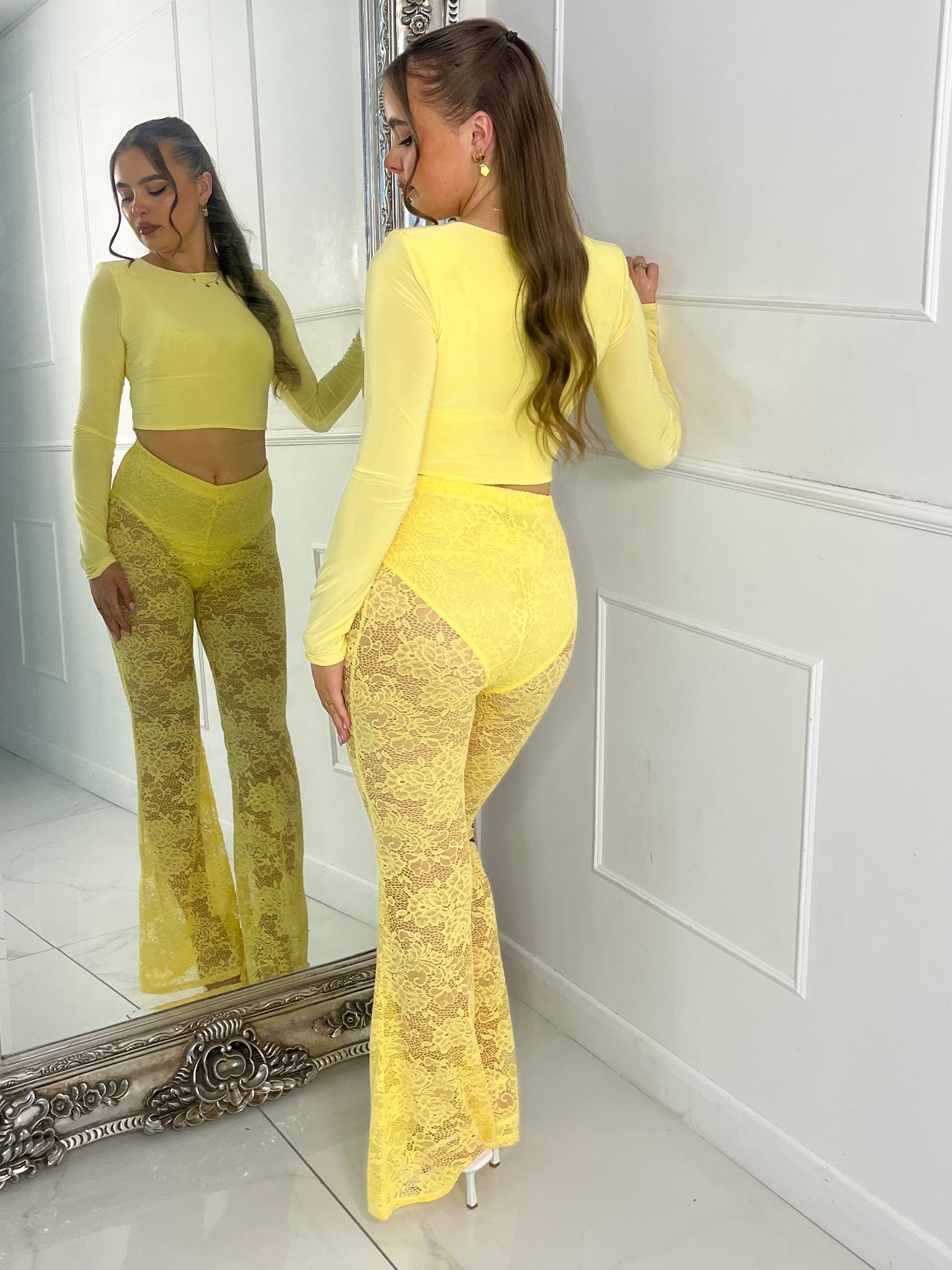 Built In Yellow Knicker Underlayer Lace Flares - Yellow